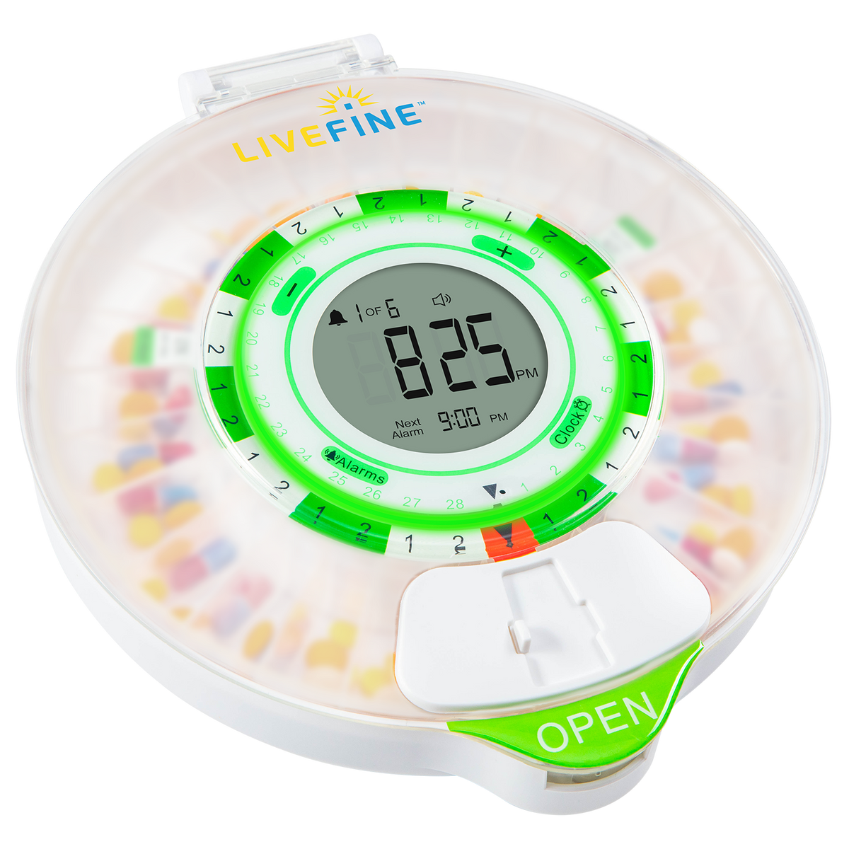 Automatic Pill Dispenser with Frosted Lid and Large Display – LiveFine