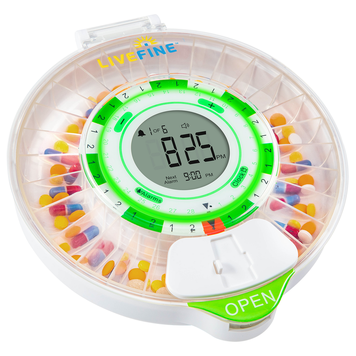 Automatic Pill Dispenser with Clear Lid and Large Display – LiveFine