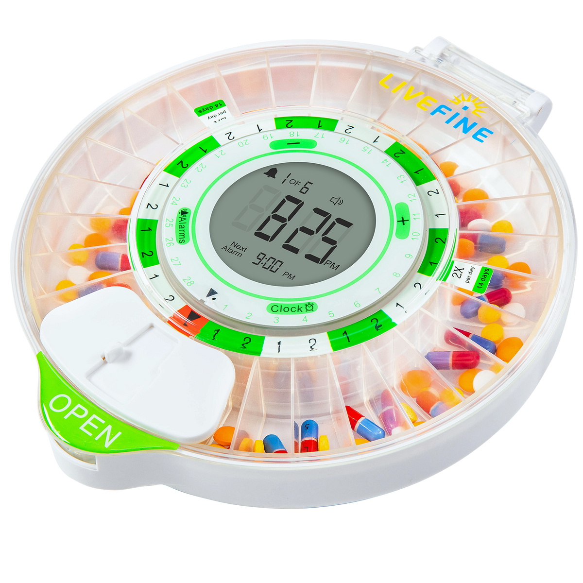 Automatic Pill Dispenser with Clear Lid and Large Display – LiveFine